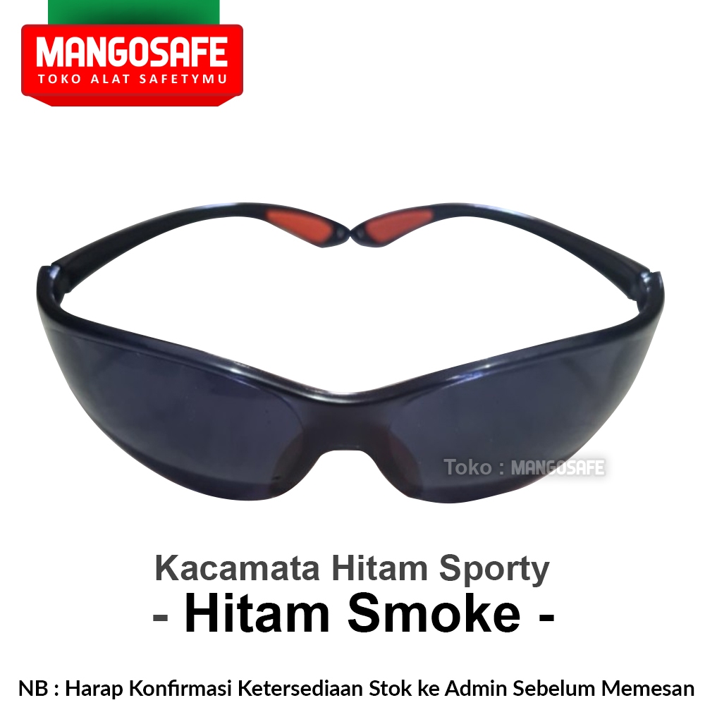 Jual Kacamata Safety Proyek Sporty Hitam Smoke / WS Safety Glass Fashion Sepeda Murah Keren ...