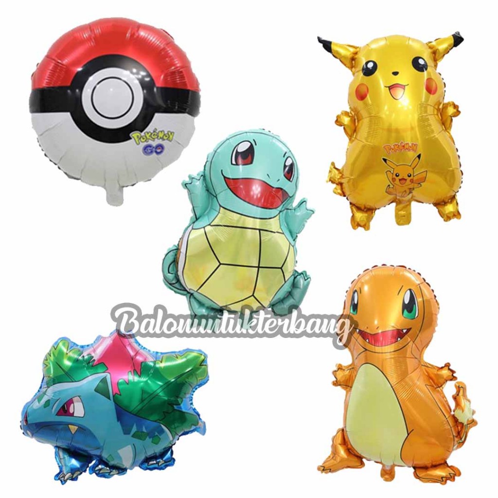 Jual Balon foil pokemon pikachu kuning/charmander/bulbasaur/pokeball ...