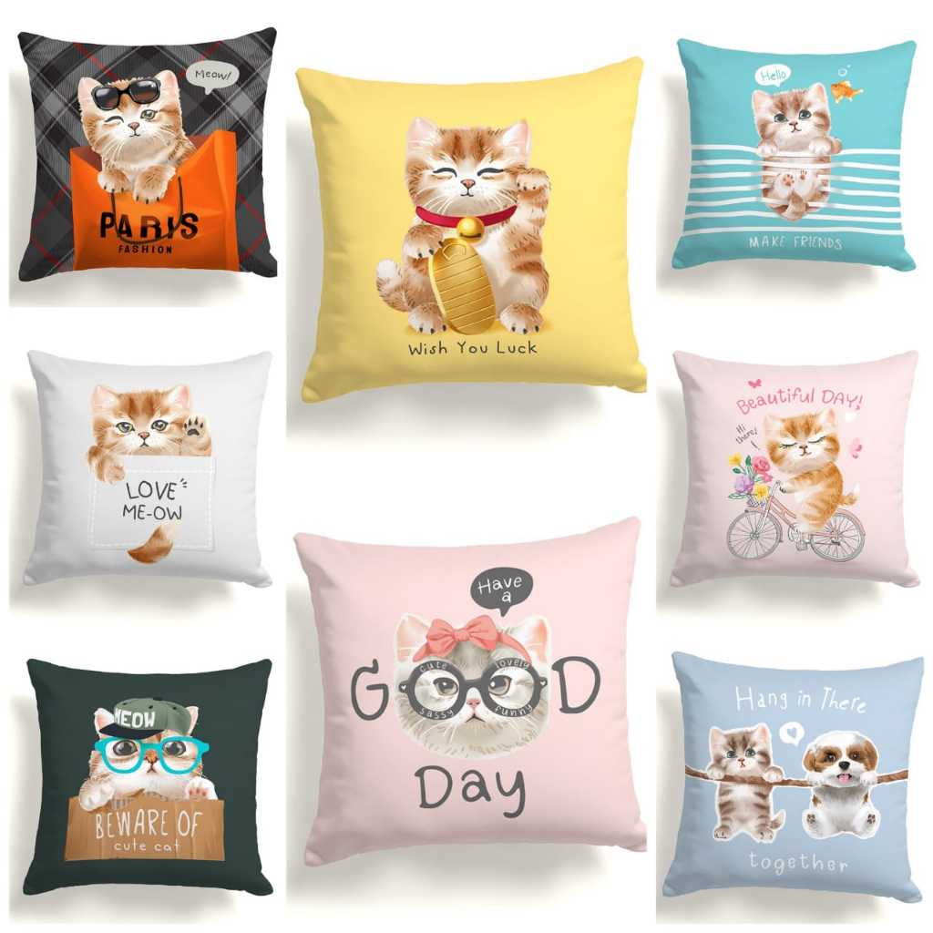 Jual Bantal Sofa – Kucing Lucu / Cute Cat / Kitty Lover Ukuran 40x40 cm ...