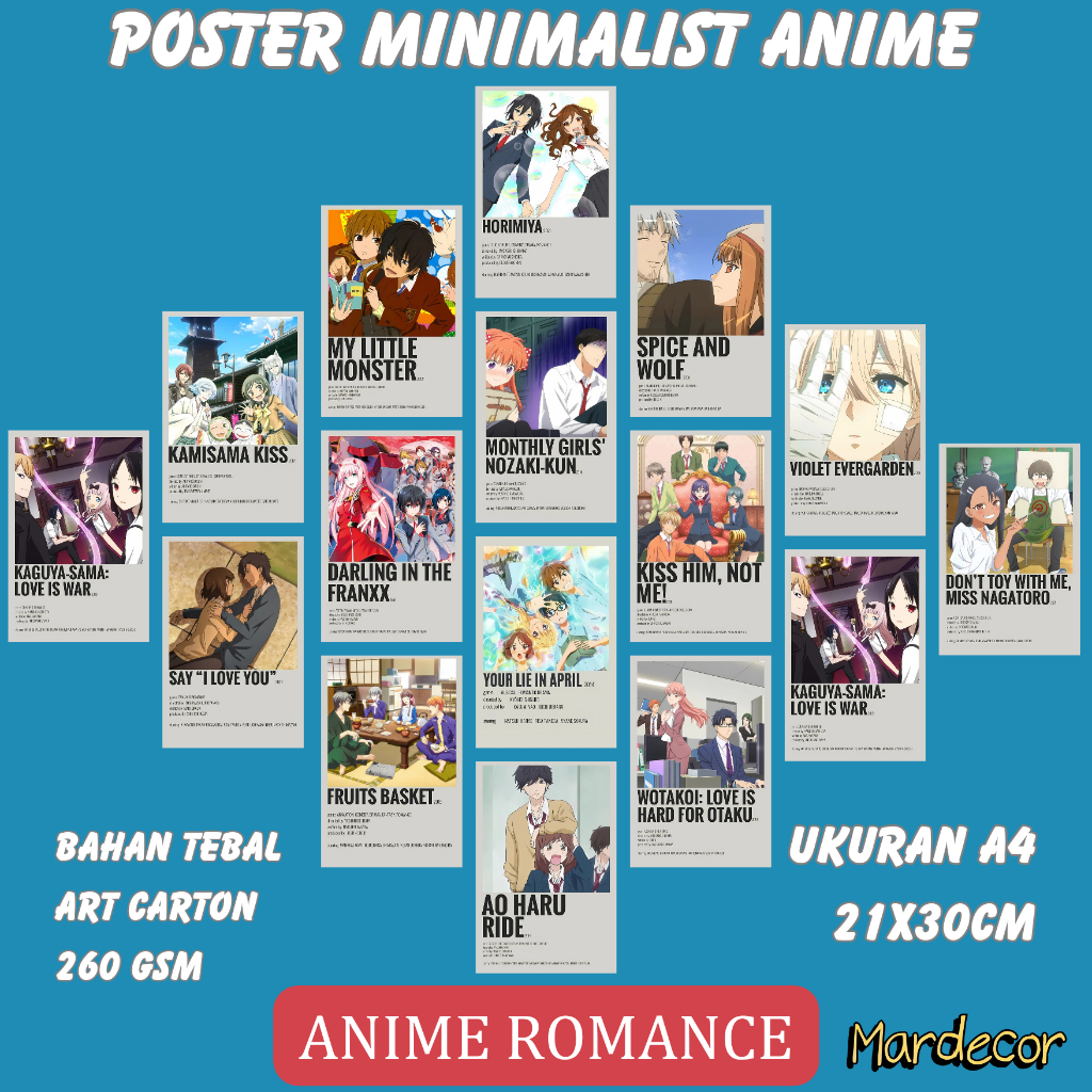 Jual Poster Dinding anime minimalist [16 lembar] Dekorasi dinding ...