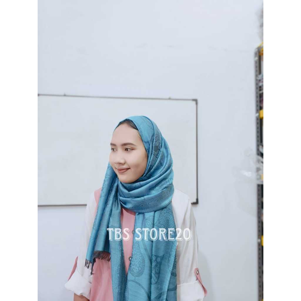 Jual Jilbab pashmina voal katun motif Hijab syal pashmina katun Leaf Batik Shopee Indonesia