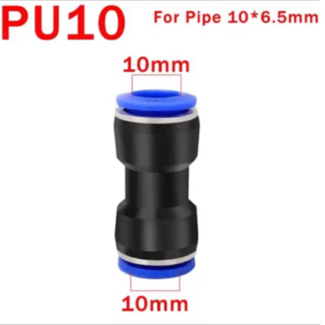 Jual PU 10 Pneumatic Fitting Lurus Joiner 10mm x 10mm | Shopee Indonesia
