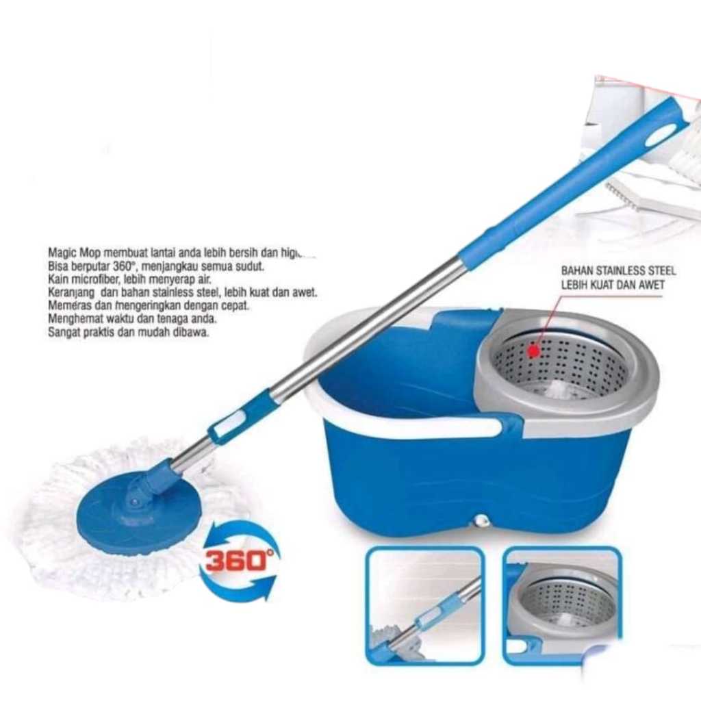 Jual Pengepel Lantai Ember Stainless Spin Mop / Alat Pel Lantai Putar ...