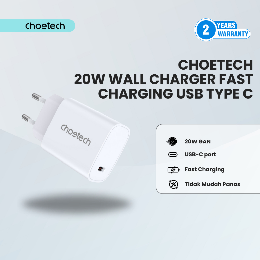 Jual Choetech 20W Wall Charger Fast Charging USB Type C and A | Shopee ...
