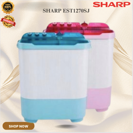 Jual MESIN CUCI SHARP 2 TABUNG EST 1270SJ 11KG/EST-1270-SJ/PK/EST1270SJ ...