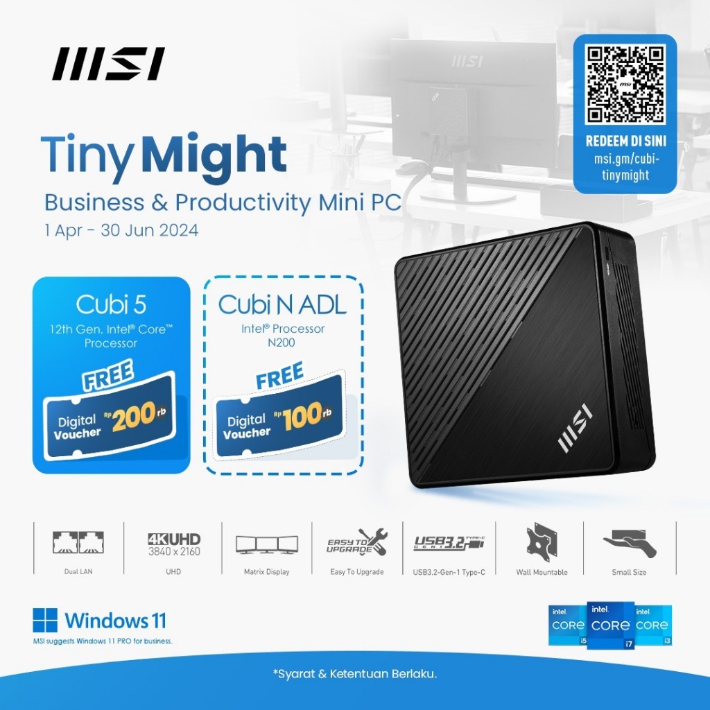 Jual MSI Mini Pc Cubi N ADL Kit Barebone - Intel Alder Lake N100 ...