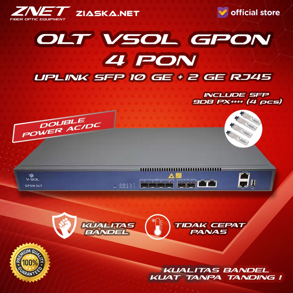 Jual NEW OLT GPON VSOL 4 PON V1600G0-B, AC+DC,+4SFP 9DB GPON 3 LAYER MURAH DOUBLE POWER | Shopee ...