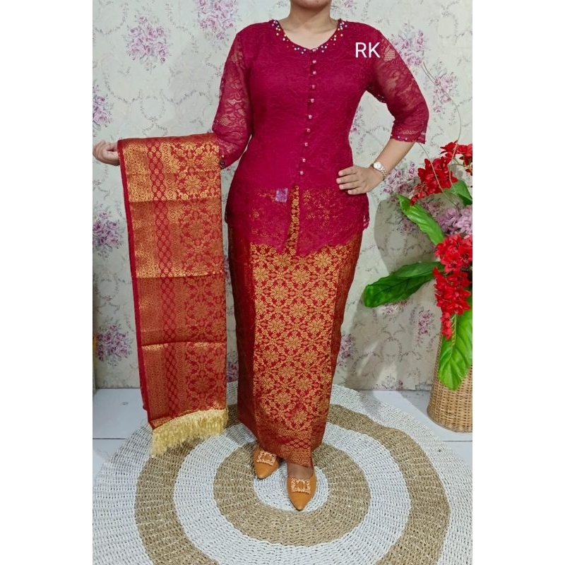 Jual Set kebaya simple dan songket selendang | Shopee Indonesia