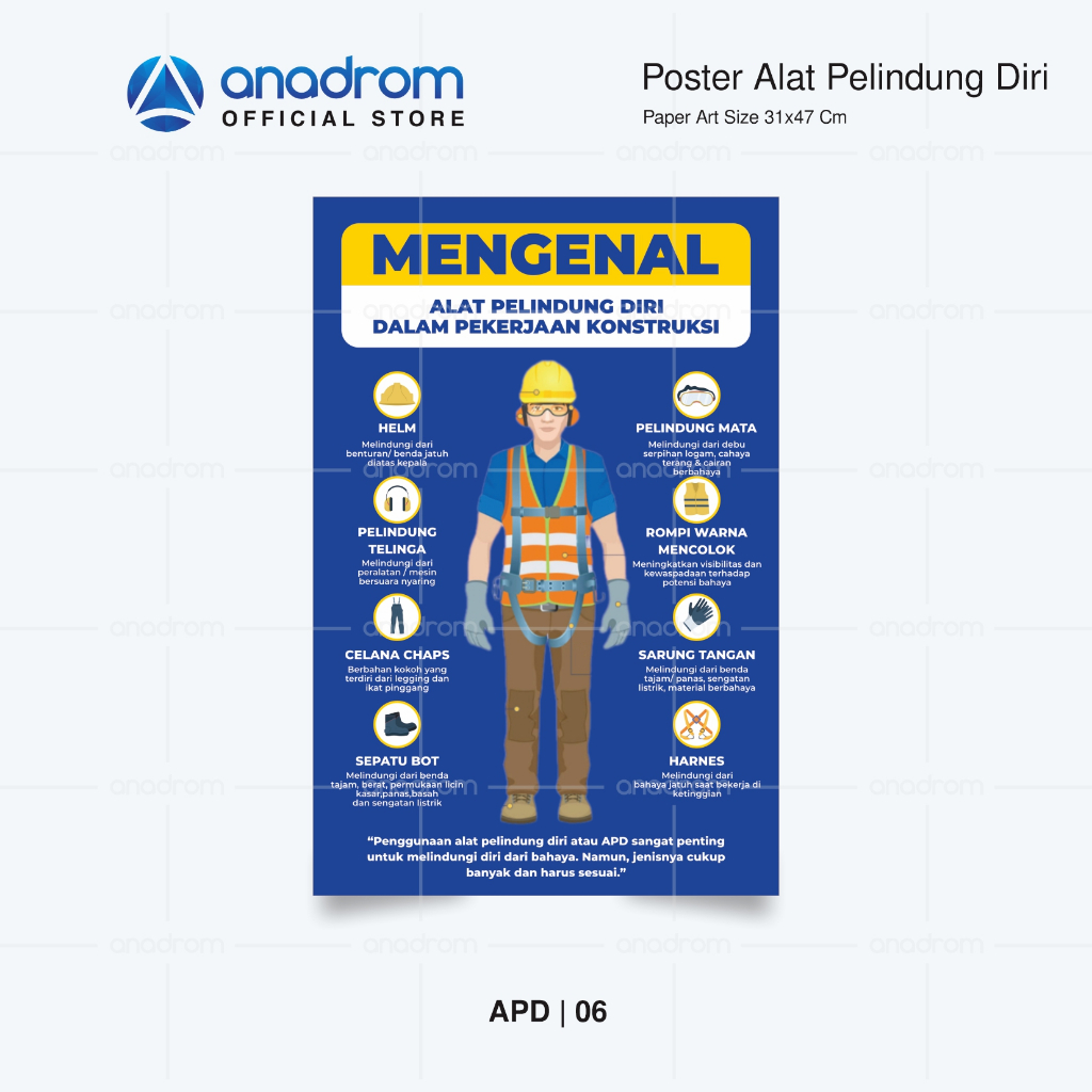 Jual Poster APD - Alat Pelindung Diri | Poster Edukasi Keselamatan Diri | Anadrom 3675 | Shopee ...