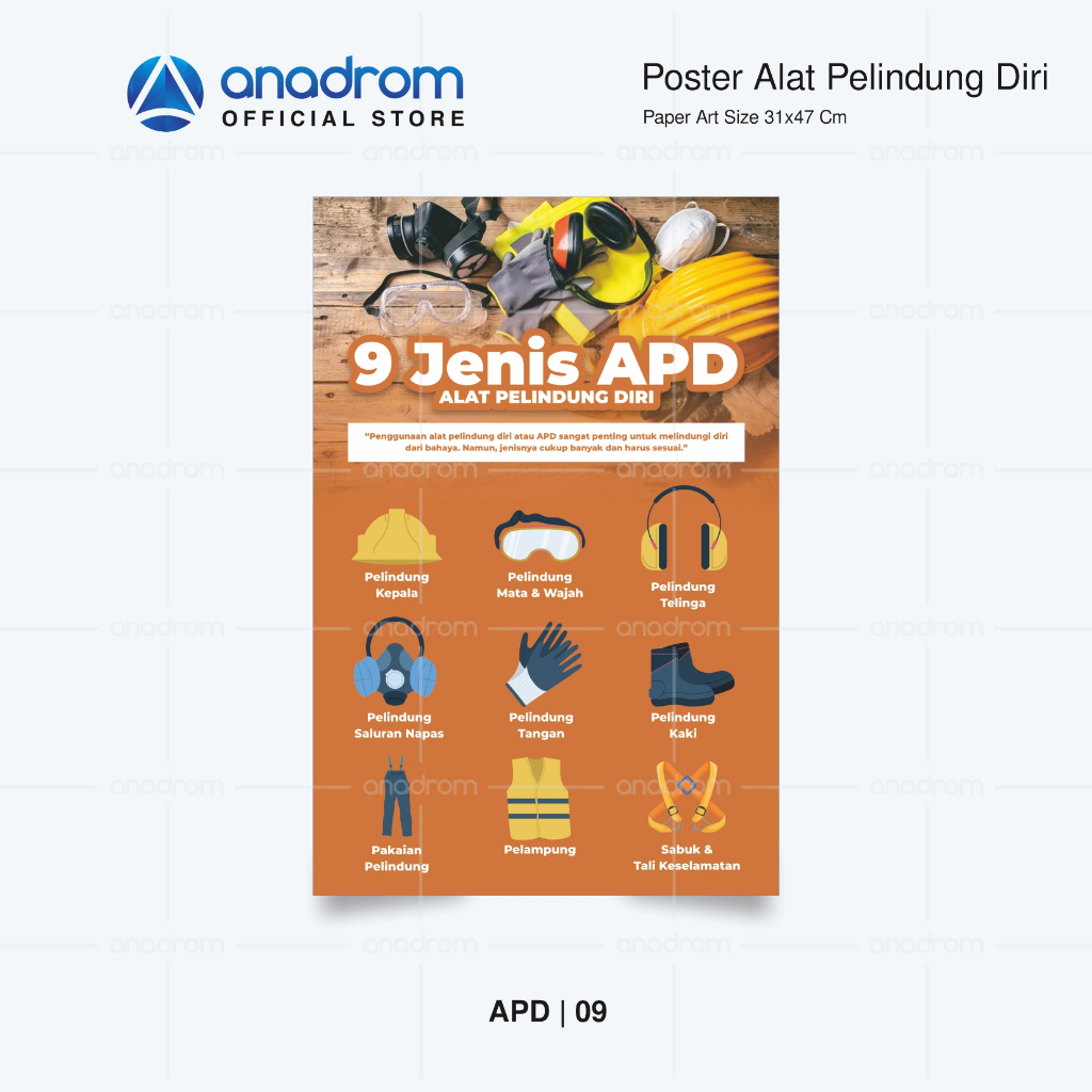 Jual Poster APD - Alat Pelindung Diri | Poster Edukasi Keselamatan Diri | Anadrom 3675 | Shopee ...