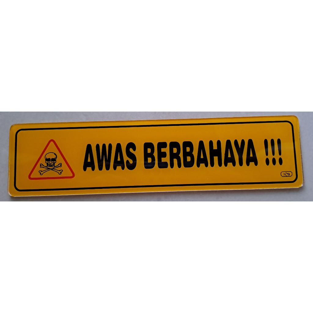Jual Sign Label Acrylic/Label Akrilik Kecil - Awas Berbahaya (Kuning ...