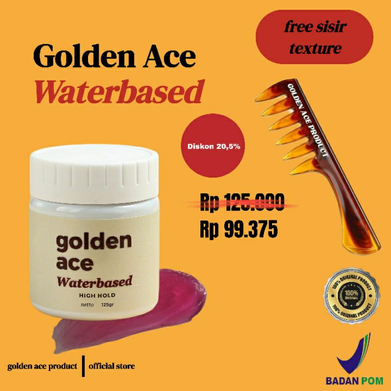 Jual GOLDEN ACE Waterbased 125 gram / POMADE WATERBASED/ PREMIUM ...