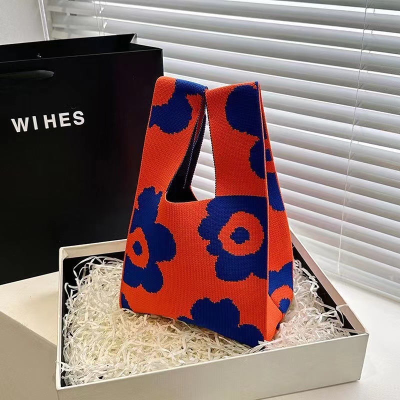 Jual Knit knot bag korea premium Tote bag rajut kekinian motif kotak ...