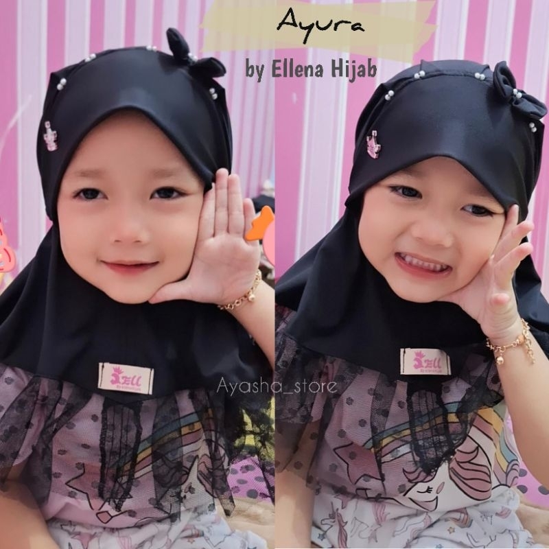 Jual Jilbab Baby 'AYURA' Jersey mix Tille Ori Ell Hijab • Bergo Anak Pita Mutiara 5-24 bln ...