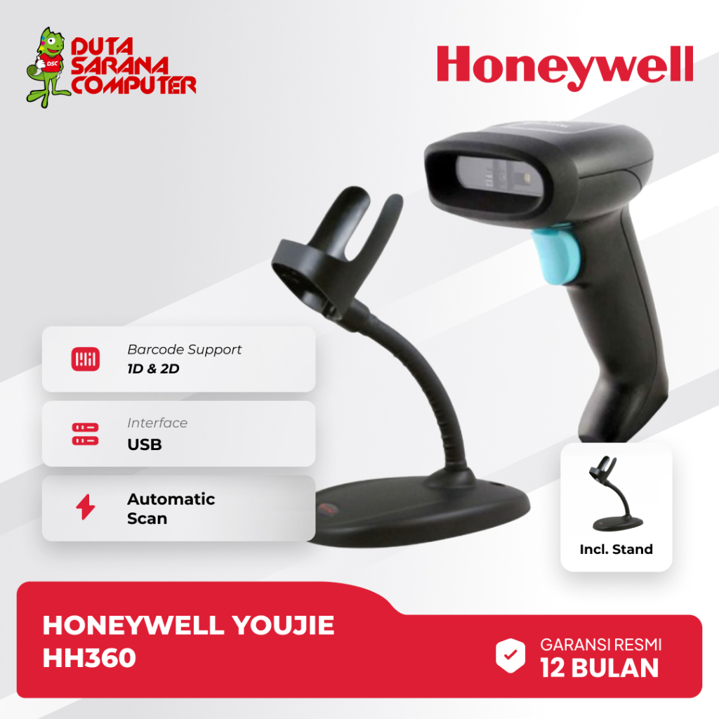 Jual Scanner Barcode Honeywell HH-360 HH360 HH 360 USB 1D Barcode ...