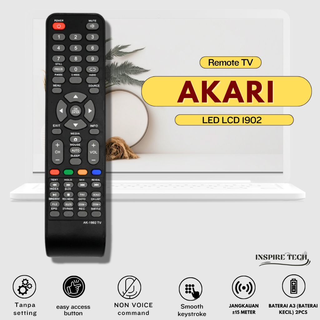 Jual Remot Remote TV AKARI LED LCD Smart 1902 Tanpa setting | Shopee Indonesia