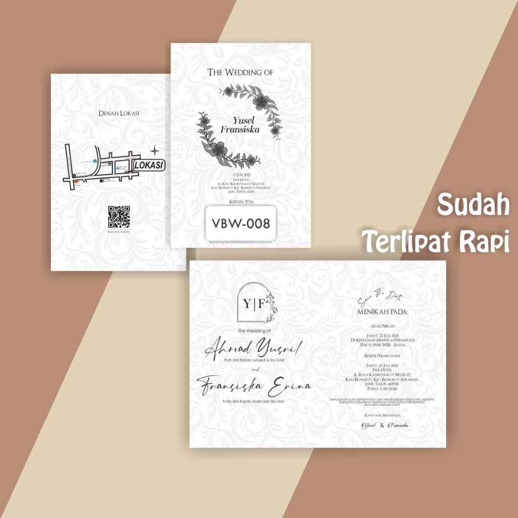 Jual Undangan Costum Template Hitam Putih, Undangan Seri VBW, Undangan ...