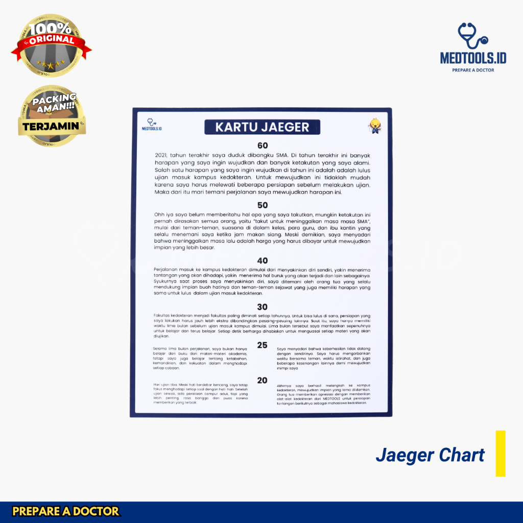 Jual MEDTOOLS Jaeger Chart / Kartu Baca / Reading Chart Periksa Mata ... Jual MEDTOOLS Jaeger Chart / Kartu Baca / Reading Chart Periksa Mata ...