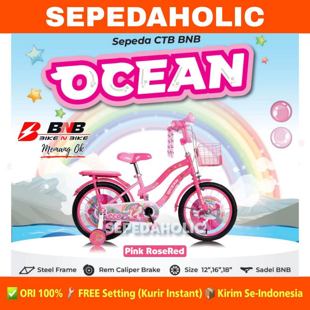 Jual Sepeda Anak Perempuan BNB OCEAN Ukuran 12 16 18 Inch Keranjang ...