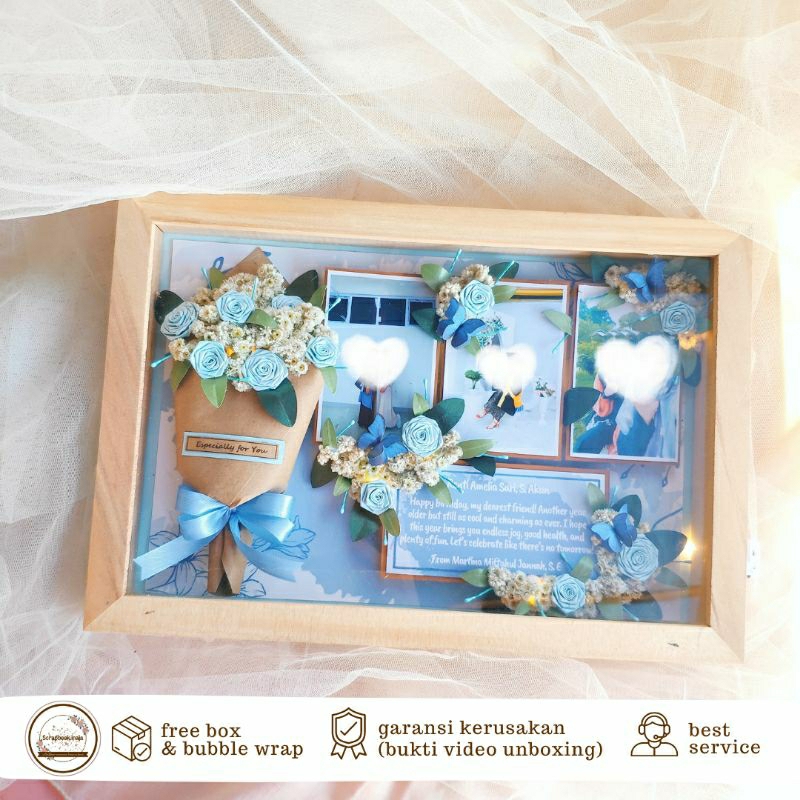 Jual Scrapframe Dried Flower Bucket in Frame 3D Hadiah Wisuda | Kado ...