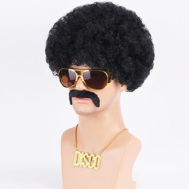 Jual Wig Pria Rambut Kribo Warna Hitam Rambut Palsu Ikal Kribo Brokoli ...