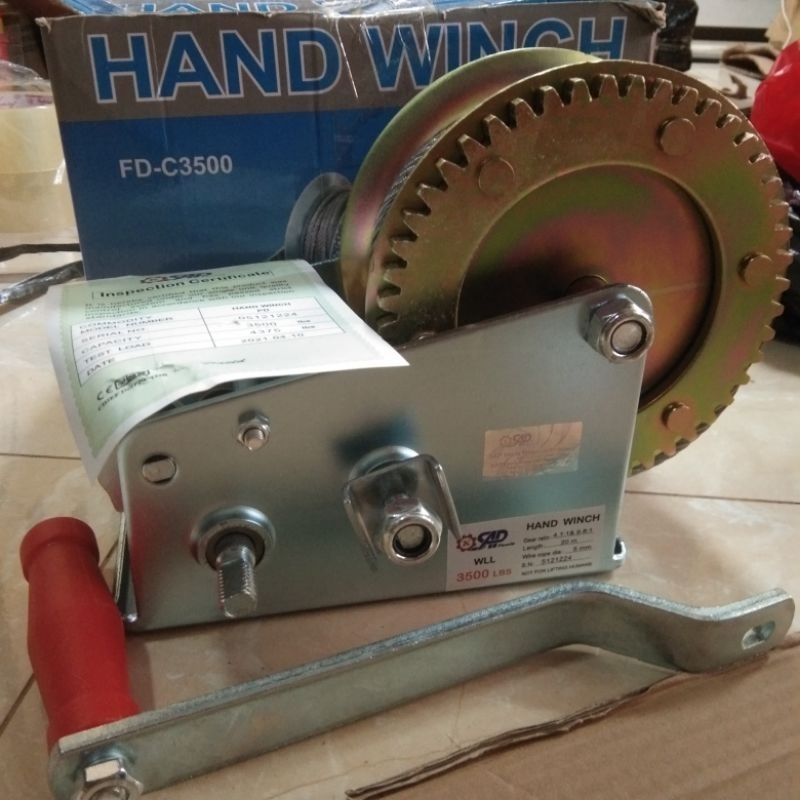 Jual katrol kerekan manual 1500 kg 3500 LBS sling 20 meter auto lock ...