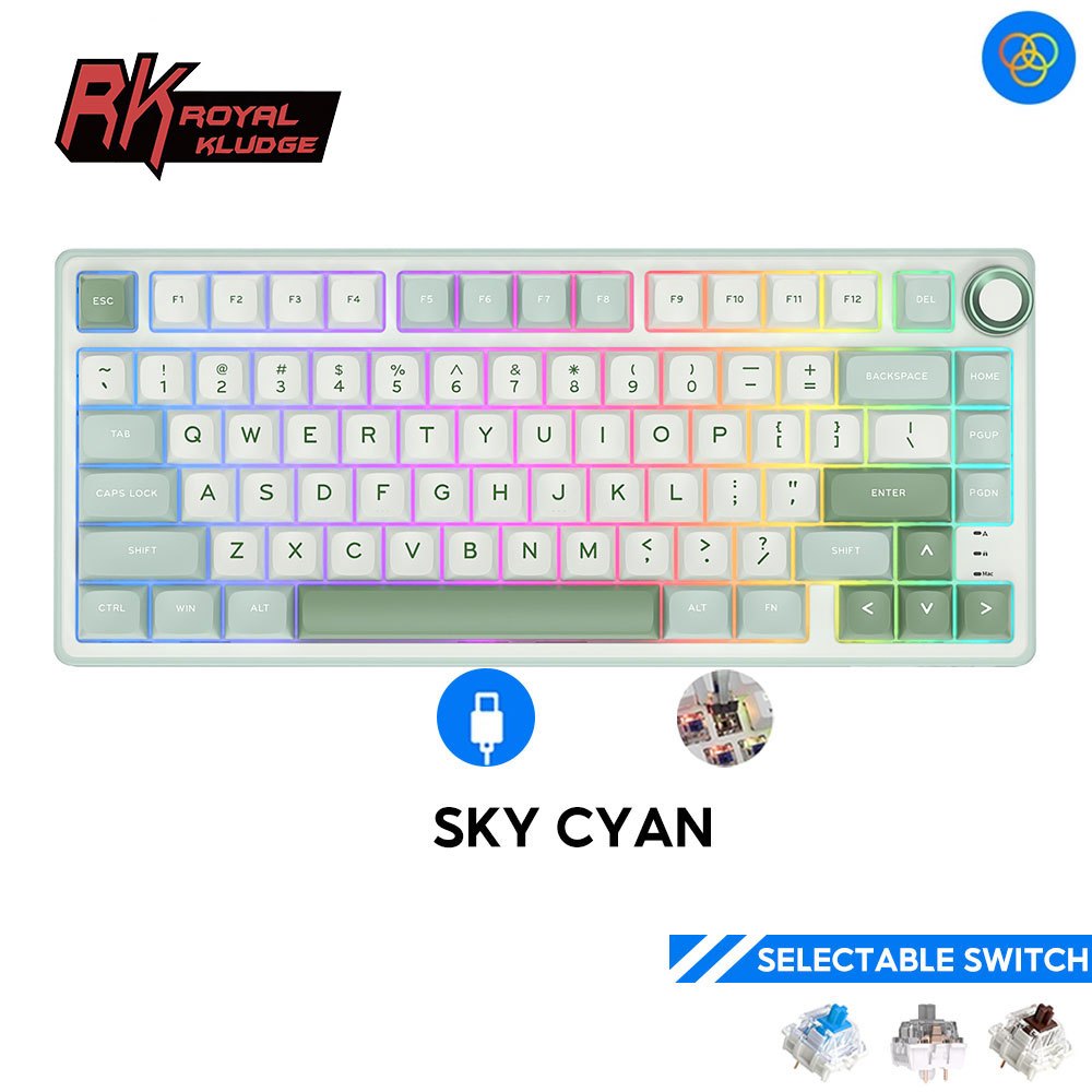 Jual Royal Kludge RK R75 Green 81 key Wired Gaming Keyboard | Shopee ...