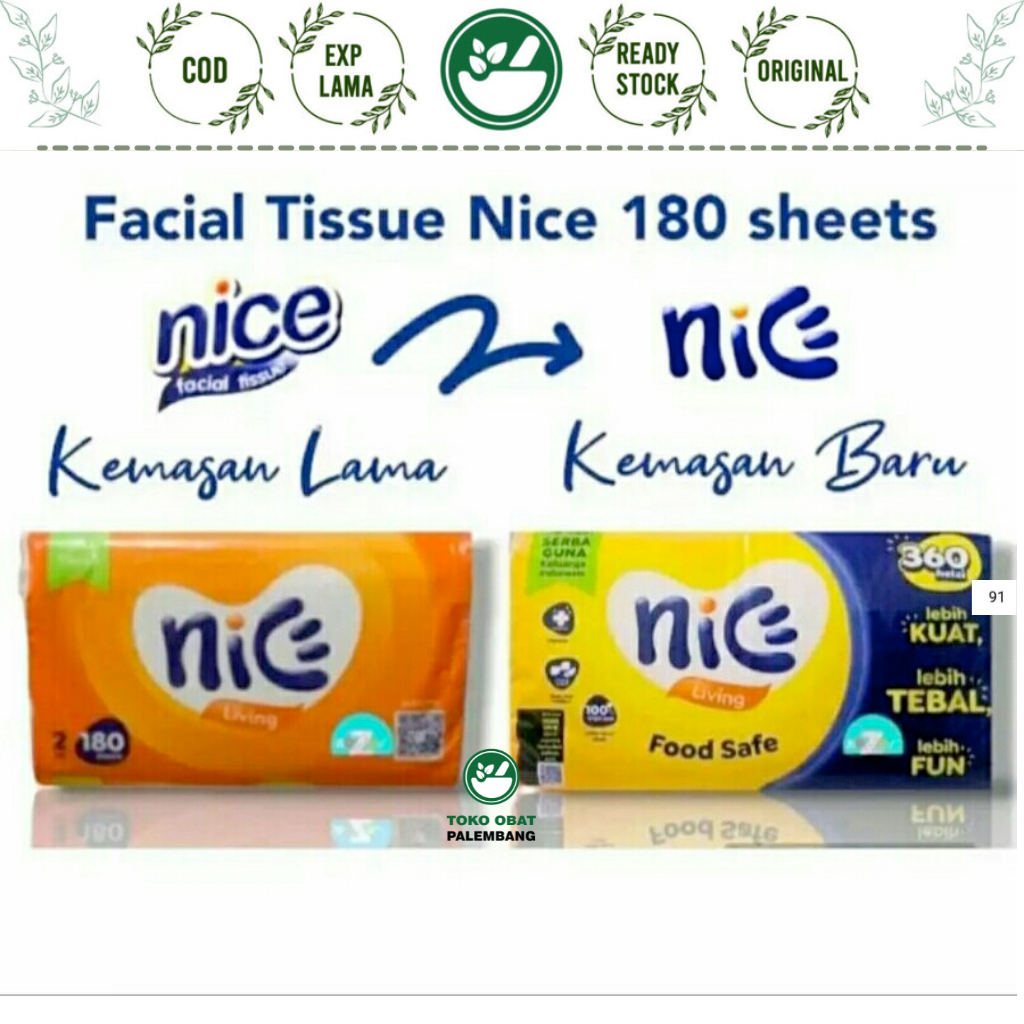 Jual TISU NICE 360 PLY 180 SHEETS 2PLY FACIAL TISSUE TISUE MUKA LEMBUT ...
