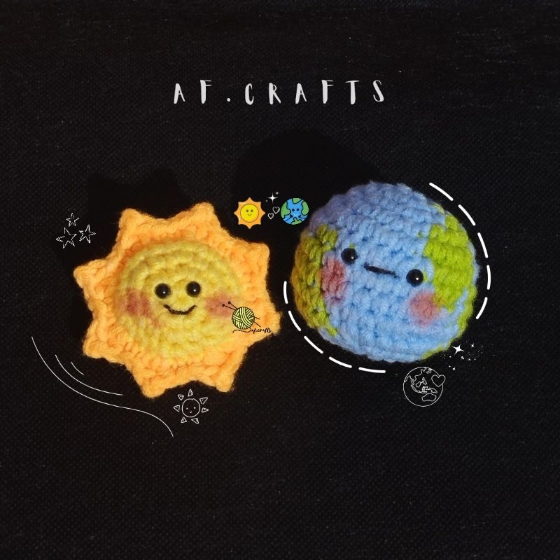 Jual Crochet Keychain Moon & Saturn/ Sun & Earth/ Star/Gantungan kunci ...
