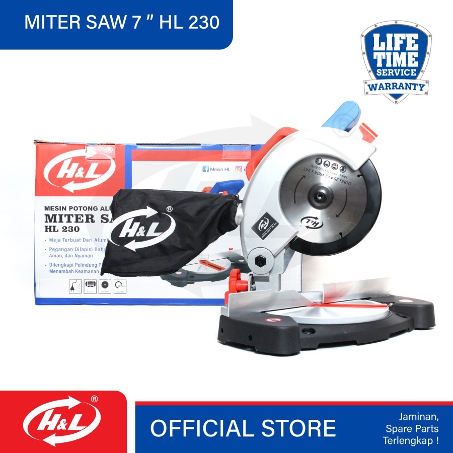 Jual Mesin Potong Aluminium/Miter Saw 7" Merk H&L (HL 230) Non Sliding 850W | Shopee Indonesia