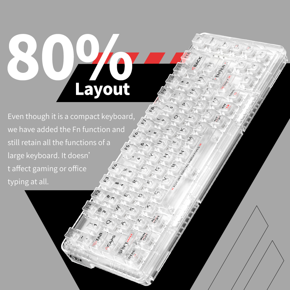 Jual ZIFRIEND ZT82 Gamer Keyboard Transparent Mechanical Keyboard Hotswap White Light RGB ...
