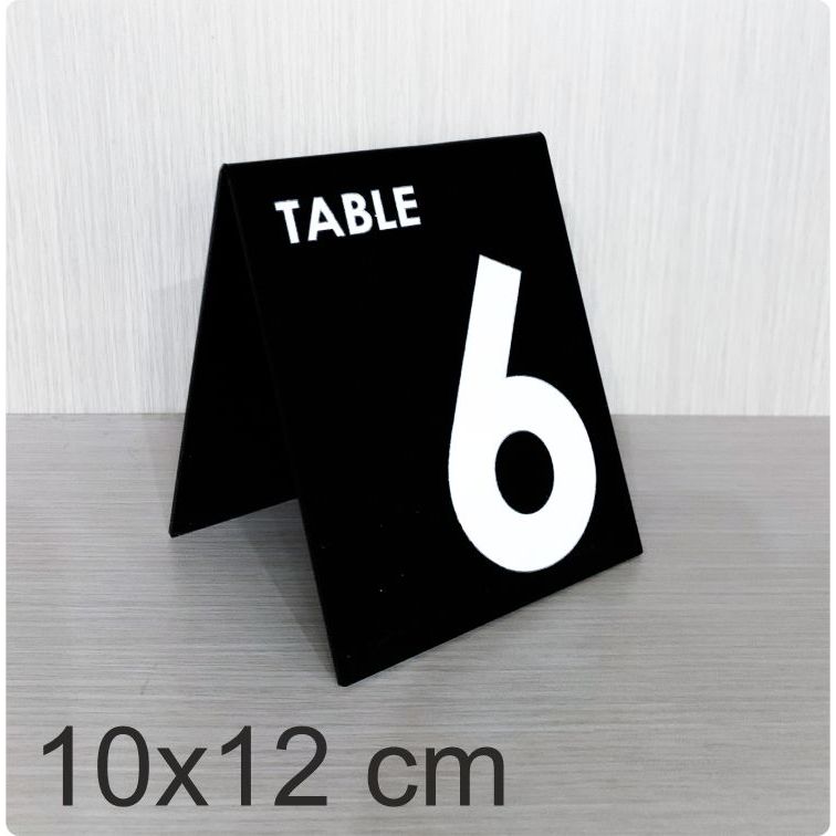 Jual Nomer Meja Hitam Tulisan Dua Sisi Table Sign Akrilik 10x12 CM ...