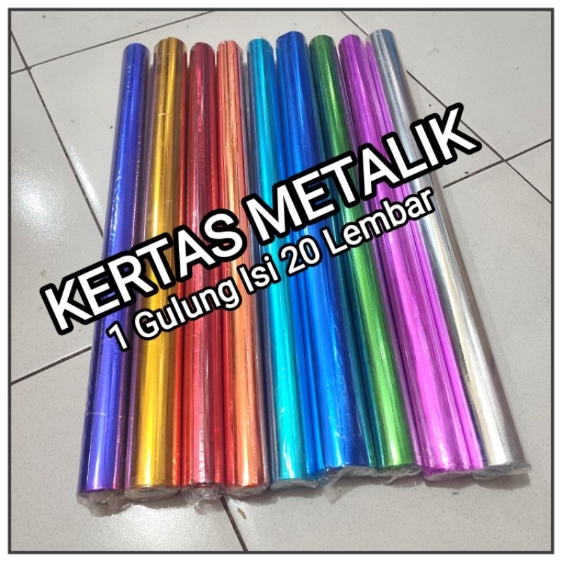 Jual 1 Gulung Kertas Mas Metalik isi 20 Lembar ( 8 PILIHAN WARNA ...