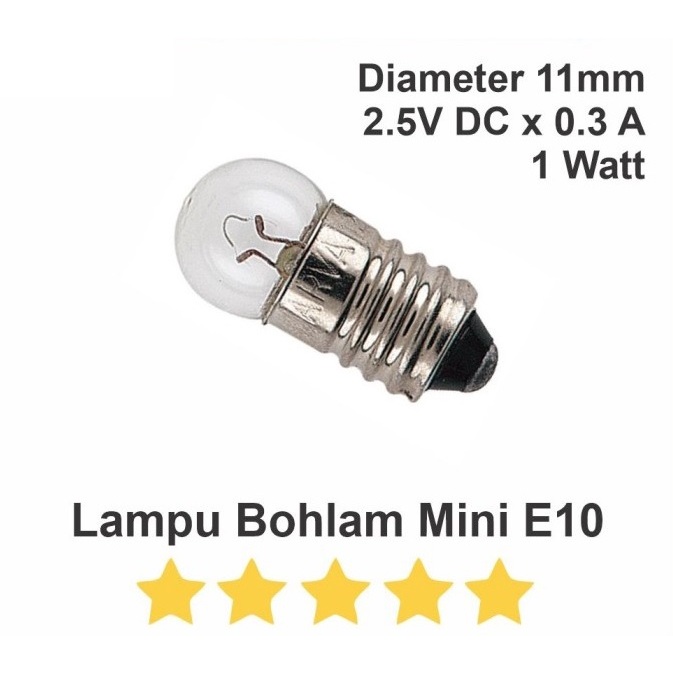 Jual Lampu Bohlam E10 Mini Bohlam Senter PRAKTEK ANAK SEKOLAH 2,5 3,8 ...
