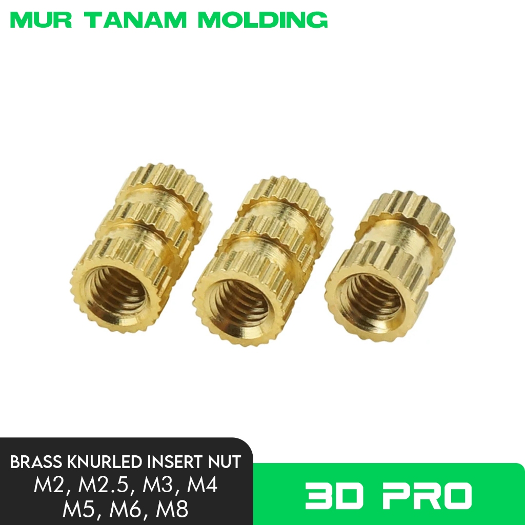Jual M2 M2.5 M3 M4 M5 M6 M8 Brass Copper Thread Knurled Insert Nut Mur ...