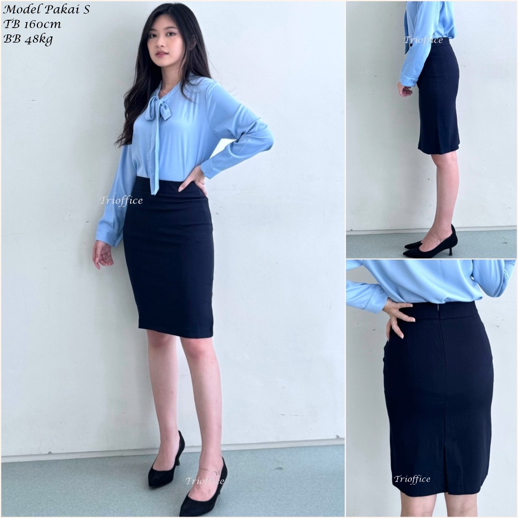 Jual Rok Span Hitam Kerja Formal Pendek Selutut 3/4 | Shopee Indonesia