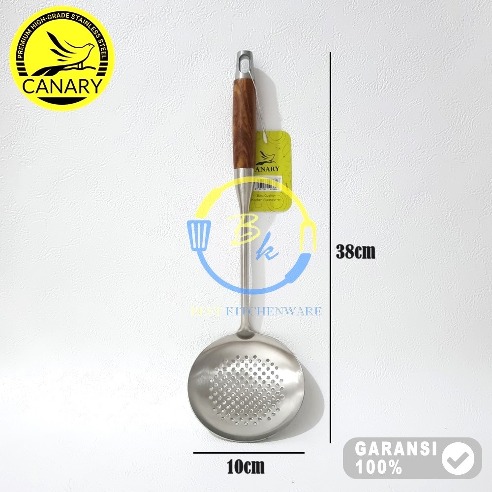 Jual CANARY Irus Lubang Stainless Premium Gagang Kayu Sendok Sop ...