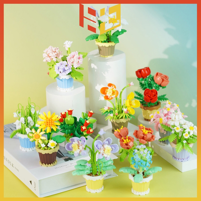 Jual DIY Block Flower Toys Balok Bunga Buku Pot Bunga Nano Block ...