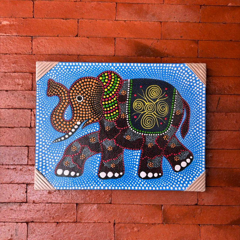 Jual Lukisan Gajah Aborigin , Ukuran 30 x 40cm, Lukisan Kanvas, Hiasan ...