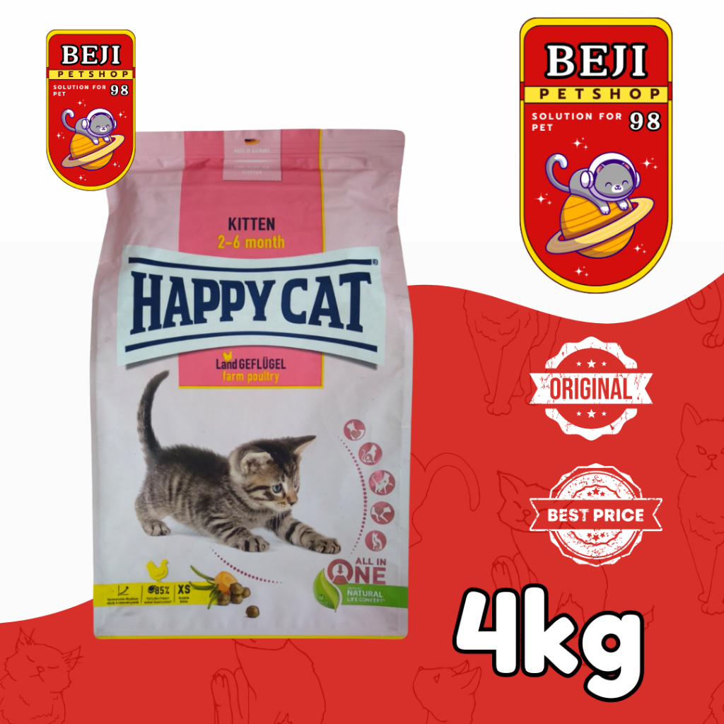 Jual Happy Cat Kitten Geflugel Farm Poultry 4kg | Shopee Indonesia