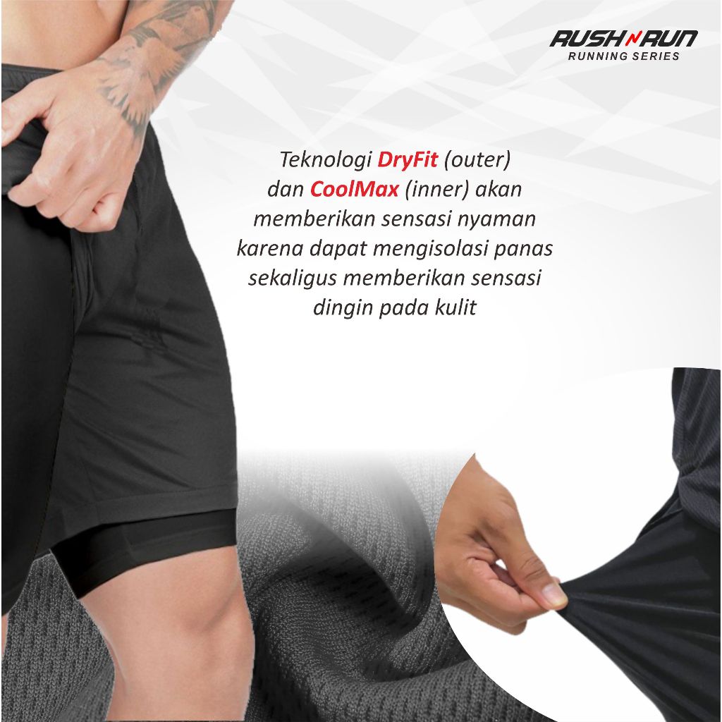 Jual Celana Pendek Olahraga Pria 2 in 1 Clana Training Gym Fitness ...