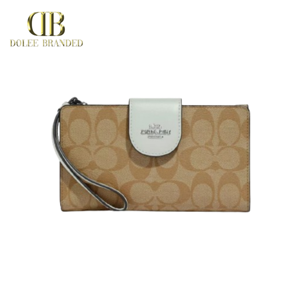 Jual Coach Tech Phone Wallet In Colorblock Signature Canvas - Cream (CH ...