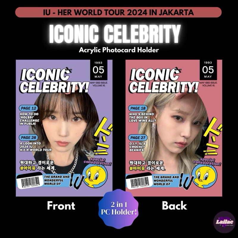 Jual [ready] IU 2-Sides Acrylic Photocard Holder | HER World Tour 2024 ...