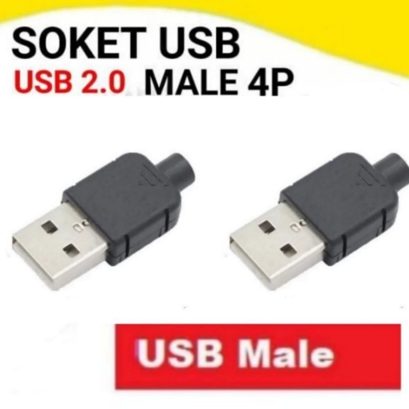 Jual Socket Soket USB Male 2.0 Type A Connector Kosong Jack Jantan 4P ...