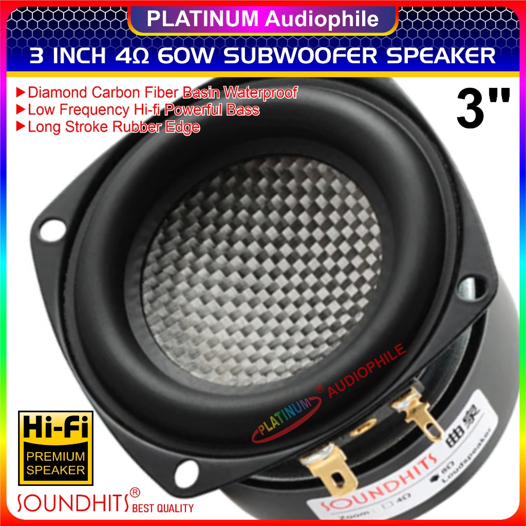 Jual Speaker 3 inch Woofer Subwoofer Bass 4 ohm 60W Speker 3" Diamond ...
