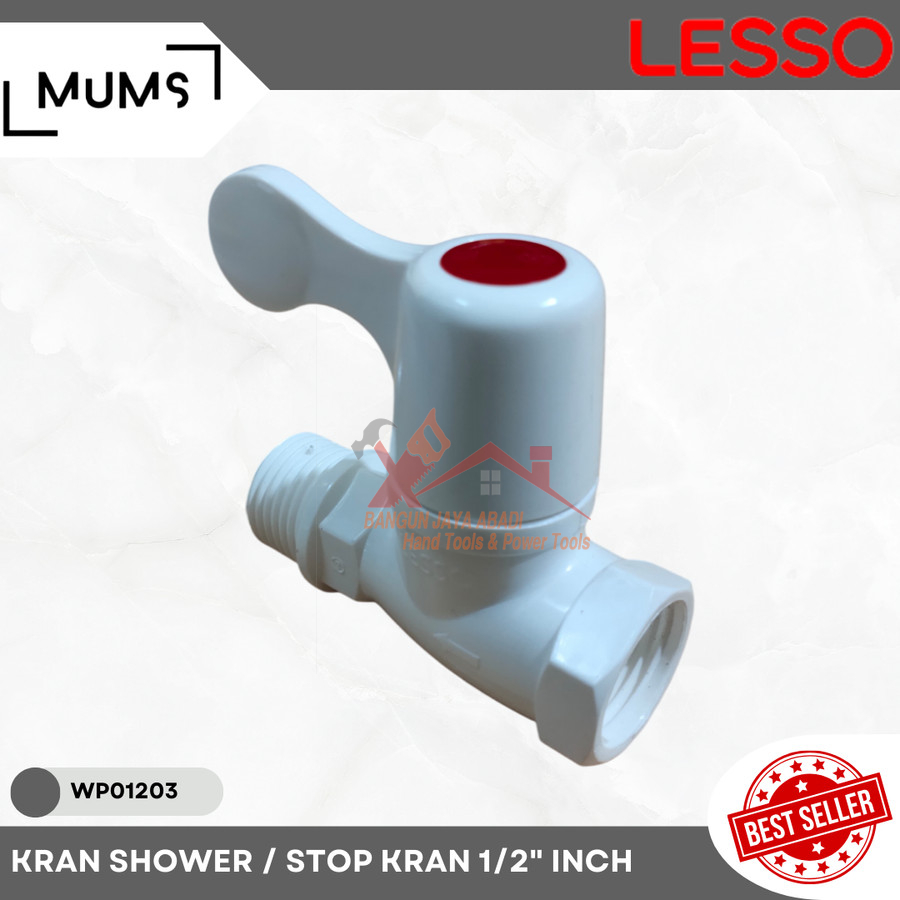 Jual Stop Kran Air Lesso 1/2" Inch Pvc Plastik Kran Shower Bidet Kamar ...
