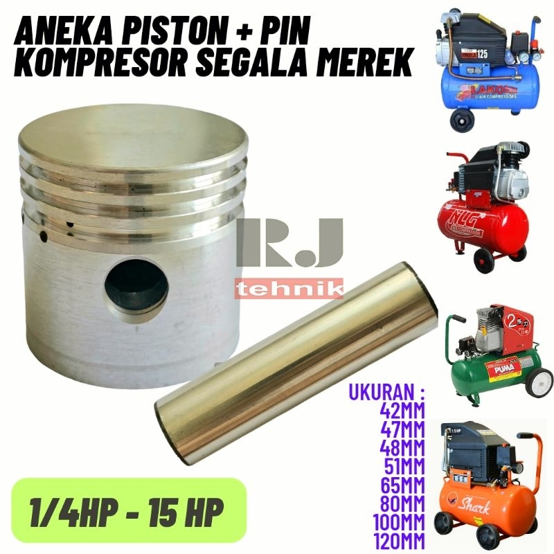 Jual Piston + Pin Mesin Kompresor Angin 1/4HP - 15HP Spare Part ...