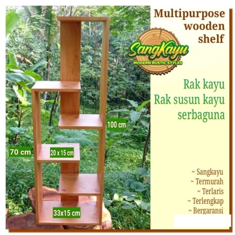 Jual Multi-purpose wooden shelf 007 rak kayu minimalis rak kayu ...