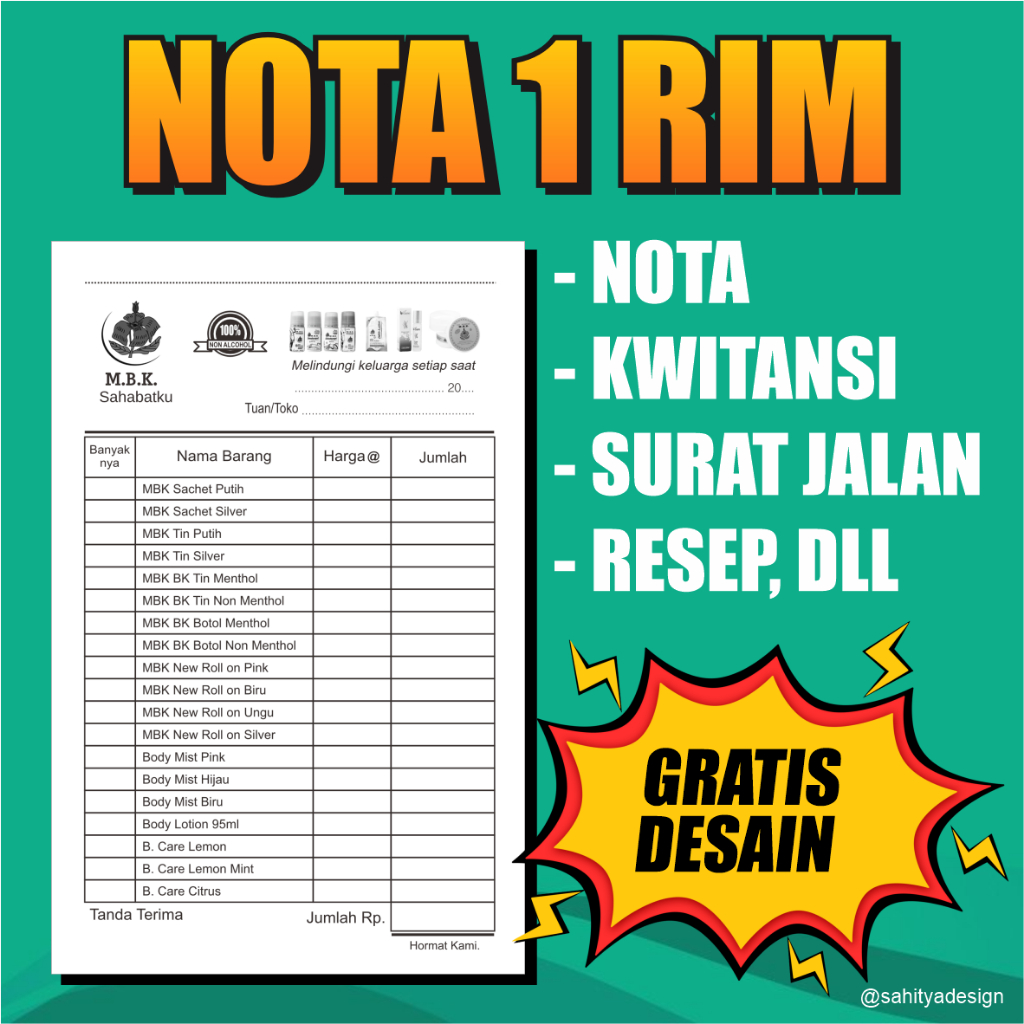 Jual NOTA CUSTOM / GRATIS DESAIN / KWITANSI, SURAT JALAN, BON | Shopee ...