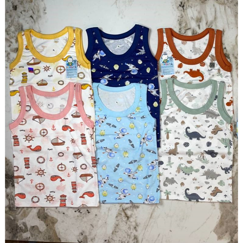 Jual FIYELI - Singlet Bayi Doubleknit Printed | Singlet warna warni ...